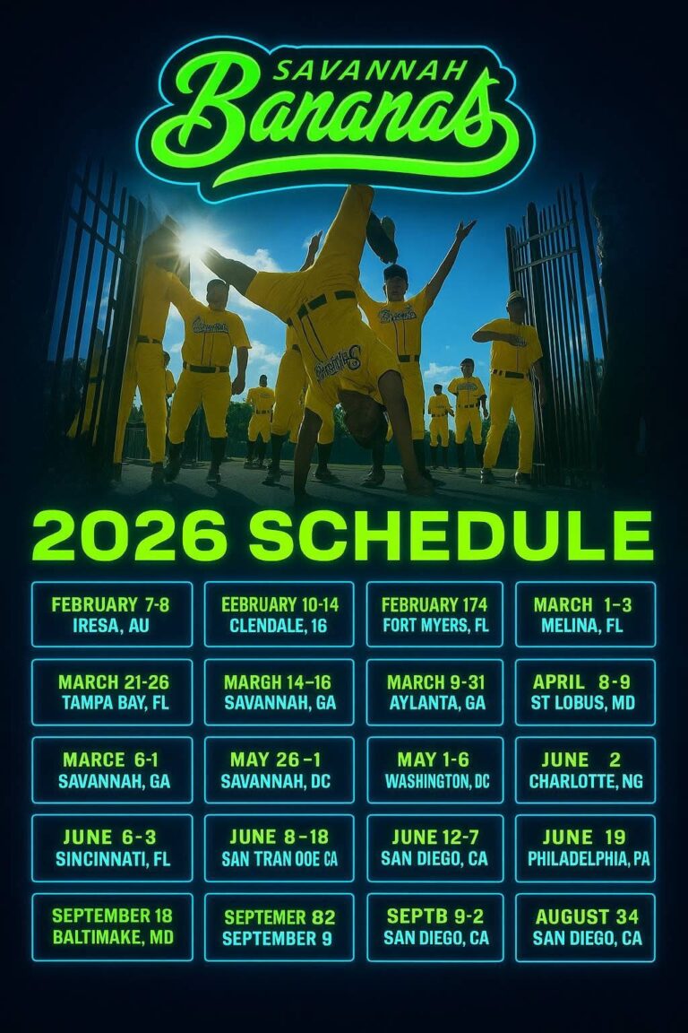 The Savannah Bananas’ 2026 Banana Ball World Tour will visit 45